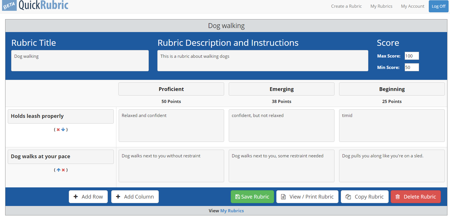 Quick Rubric Offers an Easy Way to Create Rubrics Online - Classwork