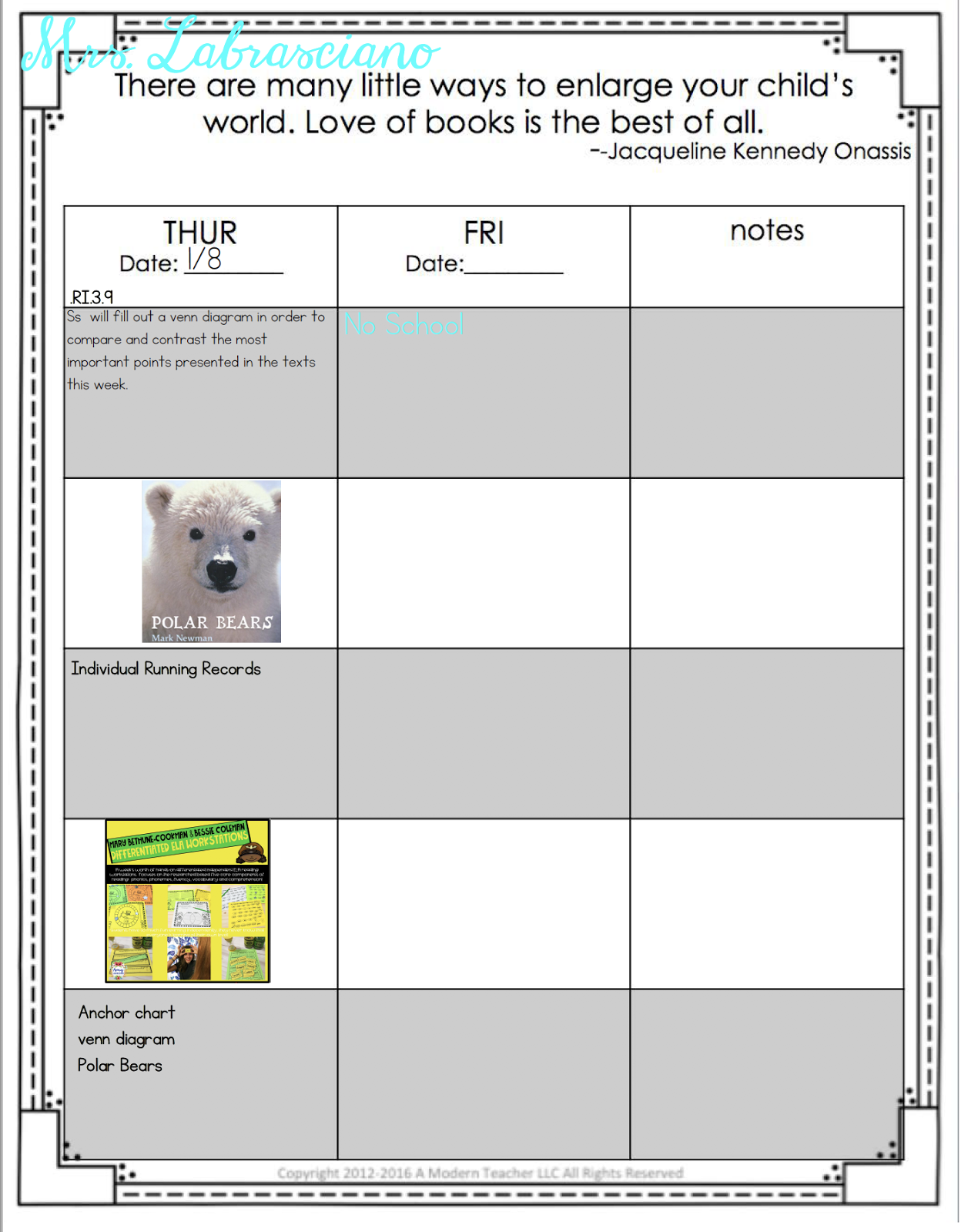 Learning Lessons With Amy Labrasciano: Polar Bears - ELA Lesson Plans #17