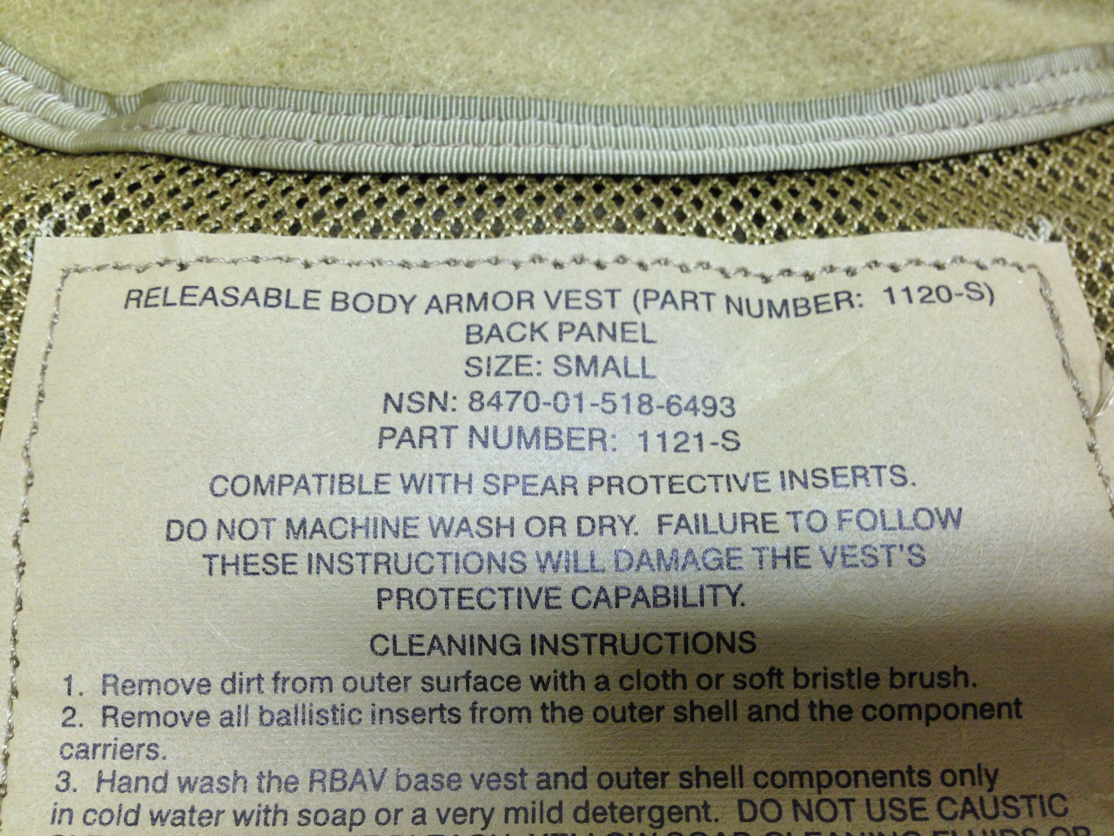 Webbingbabel: BAE System RBAV Releasable Body Armor Vest