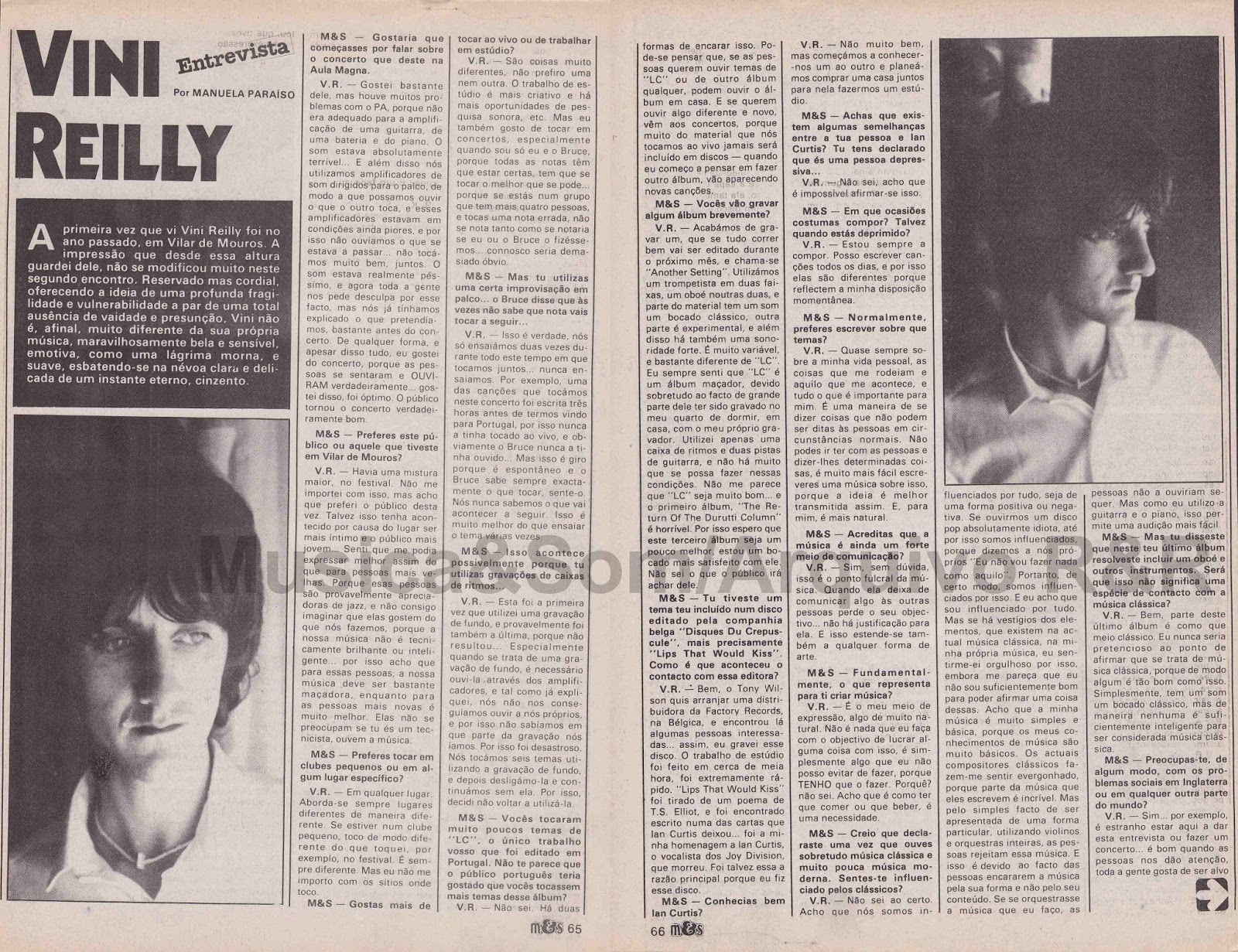RECORTES & RETALHOS: Musica&Som Nº 80 - Entrevista Vini Reilly ...