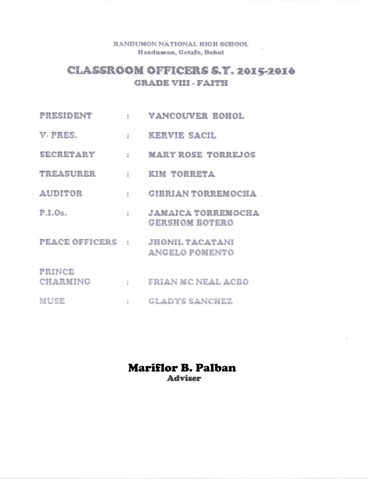 Nazarenians Classroom Officers For Sy 2020 2021 Shs L