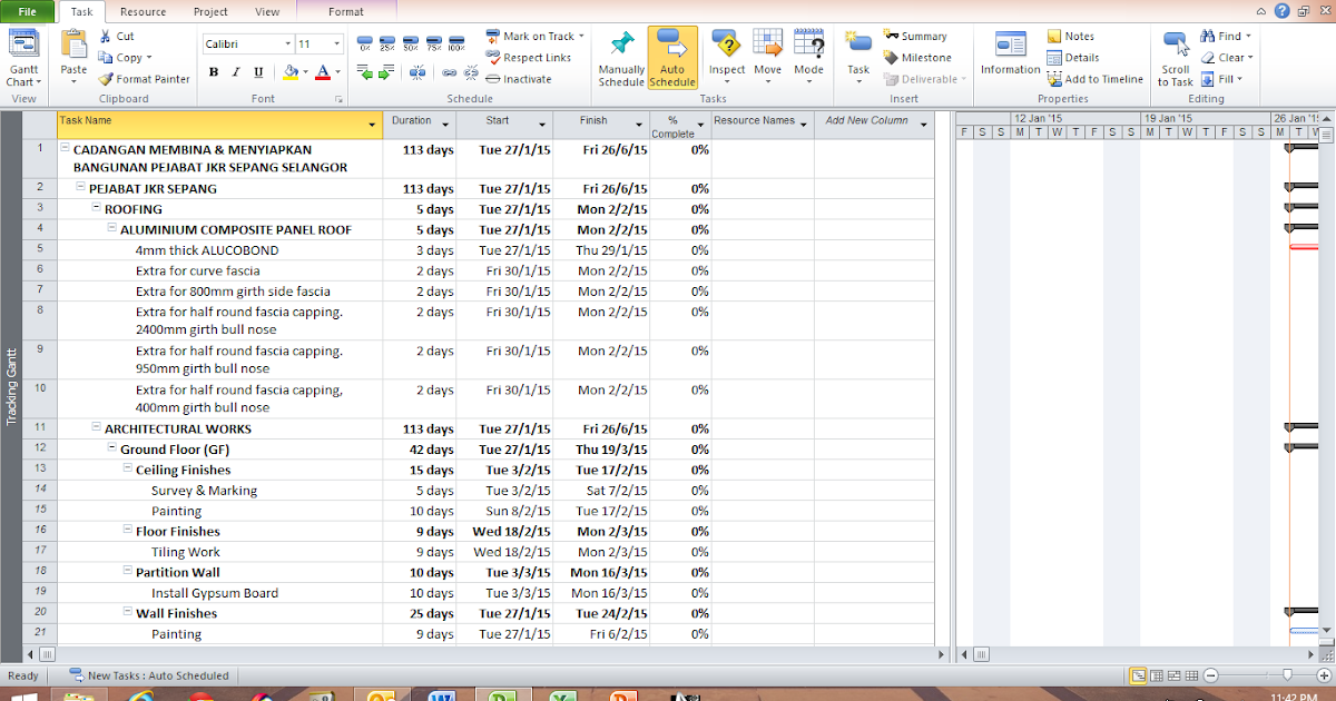 Microsoft Project (CPM) Freelancer: CADANGAN MEMBINA & MENYIAPKAN BANGUNAN PEJABAT JKR SEPANG ...