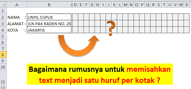 Contoh Rumus Excel Praktis: Memisahkan Text Per Huruf dan Karakter