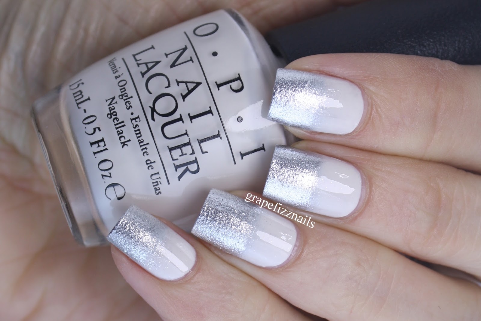 Grape Fizz Nails: OPI White and Silver Gradient