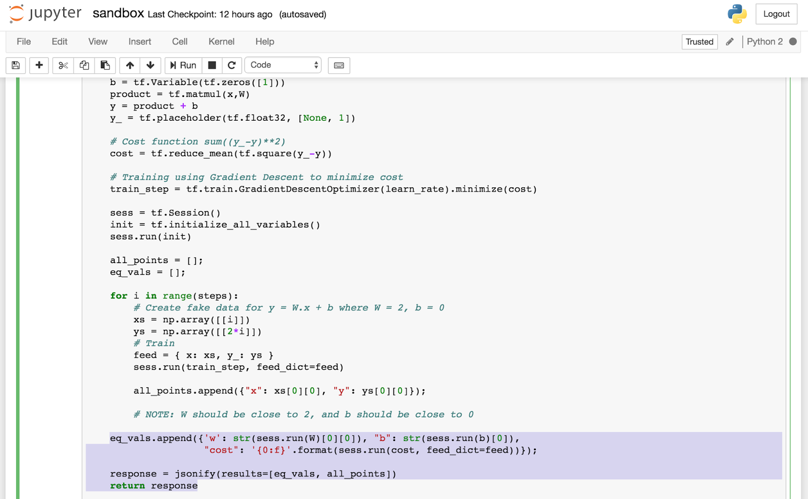 Andrej Baranovskij Blog Tensorflow Linear Regression Model Access With Custom Rest Api Using Flask