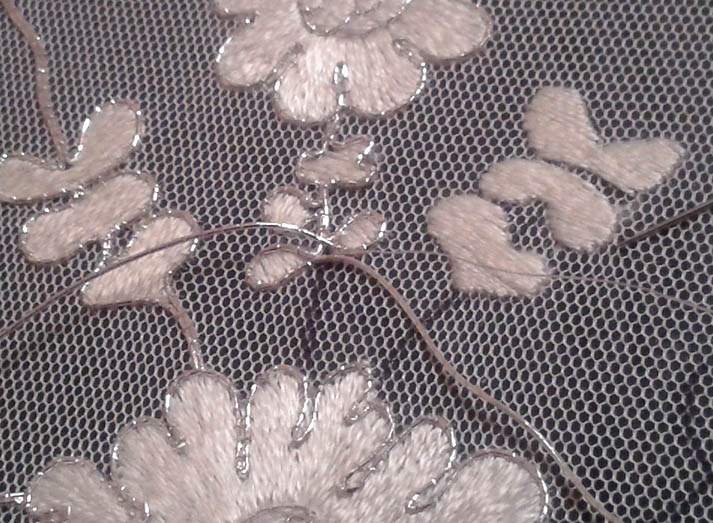 Sew in Love: Wedding Dress Modesty Panel - More details on the silver work