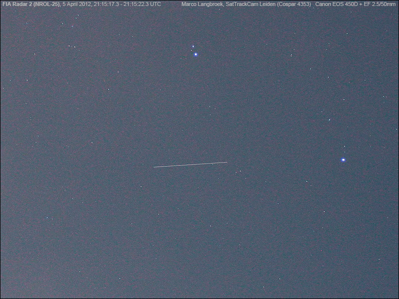 SatTrackCam Leiden (b)log: FIA Radar 2 (NROL-25) observed - with video