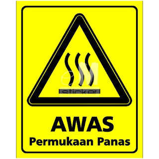 Stiker Safety Sign - Awas Permukaan Panas - Cutting Sticker | eM Sticker