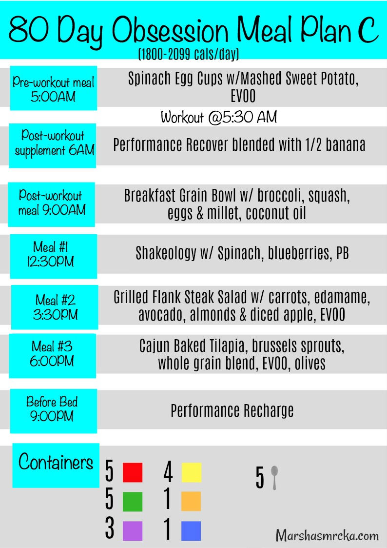 Marsha Smrcka: 80 Day Obession Meal Plan C