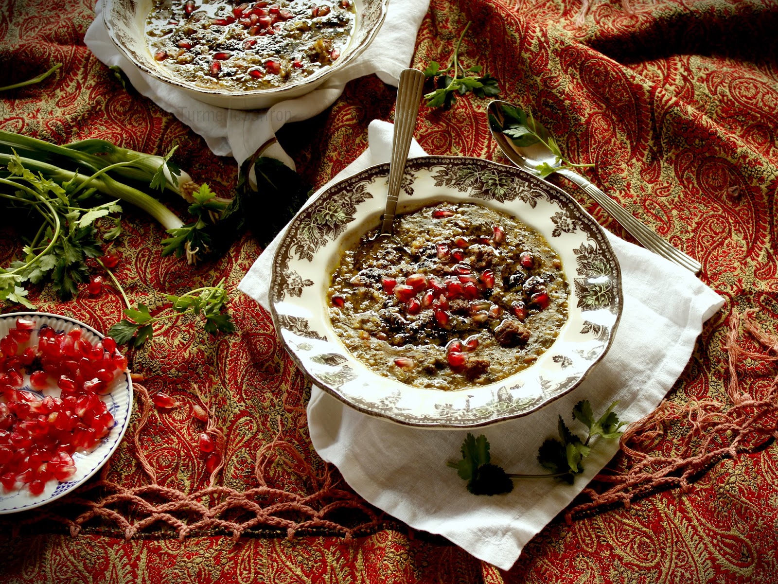 Turmeric & Saffron: Ash-e Anar - Persian Pomegranate Soup with Fresh ...
