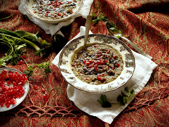 Turmeric & Saffron: Ash-e Anar - Persian Pomegranate Soup with Fresh ...