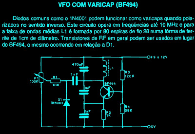 Eco Eletro Eletrônica.: VFO COM VARICAP COM TRANSISTOR BF494.