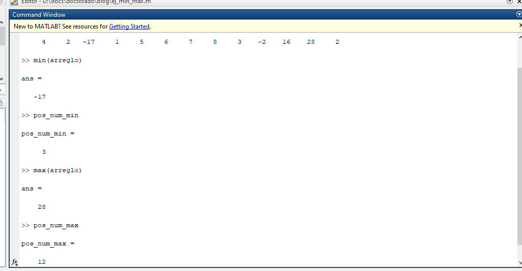 "EL HUGUITO": Encontrar la posición del mínimo y máximo de un arreglo ...