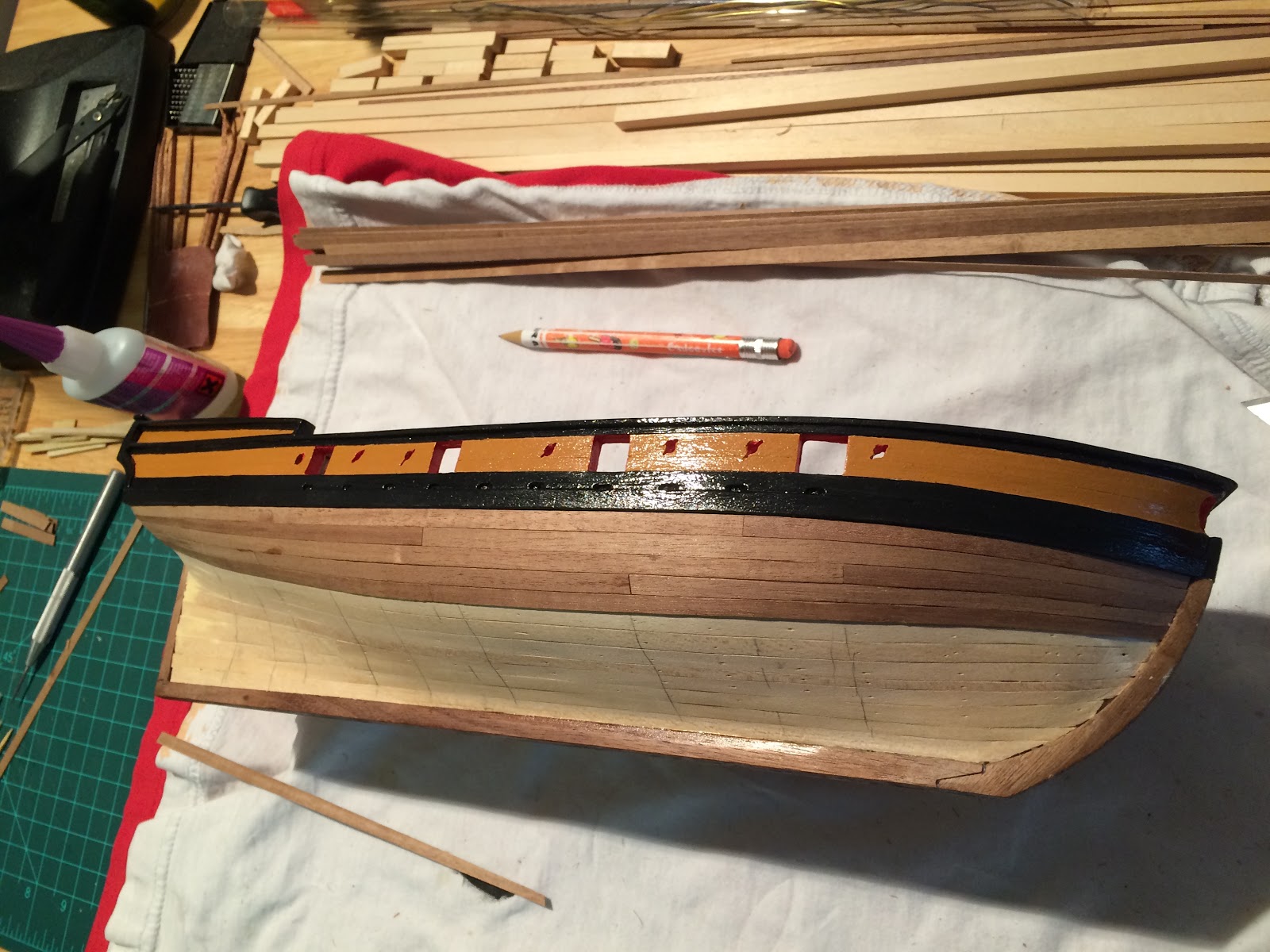 Armed Virginia Sloop 1768 7. - Second planking | Historic ship model ...