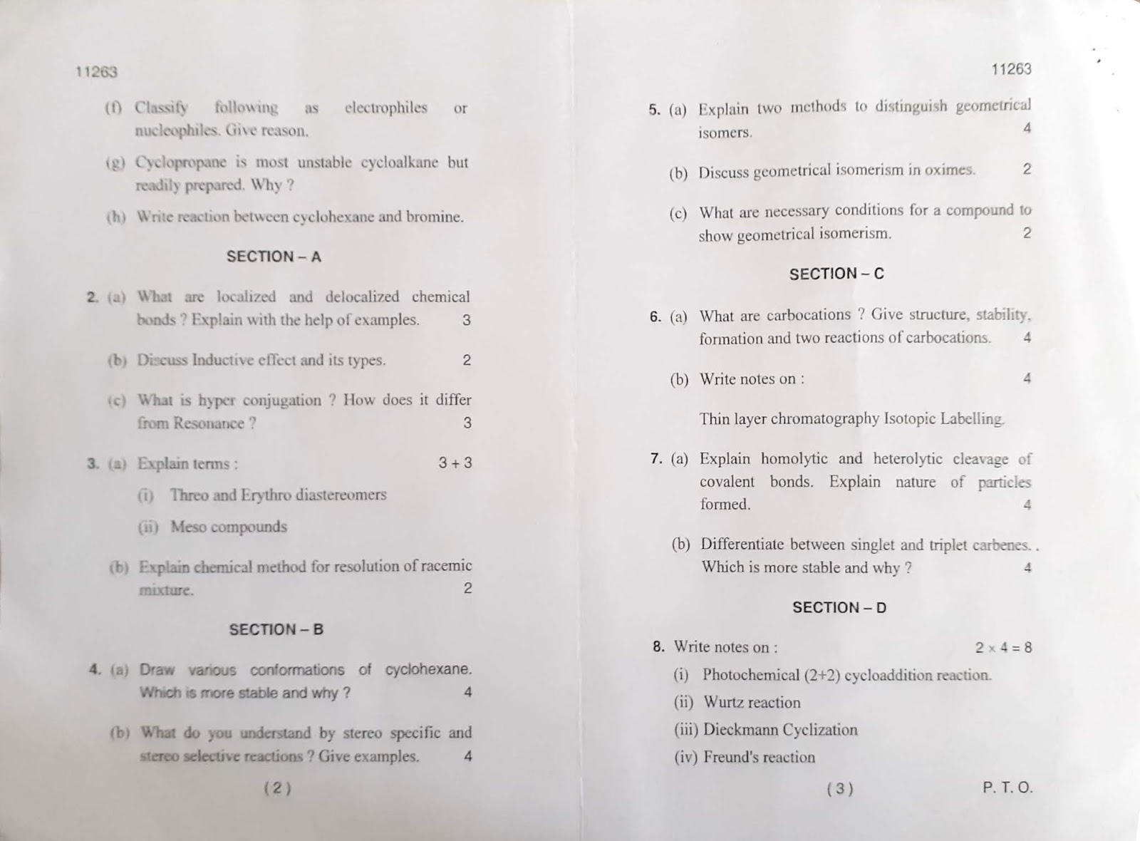 shiksha: B.Sc Hons Chemistry 1st sem Exam Paper