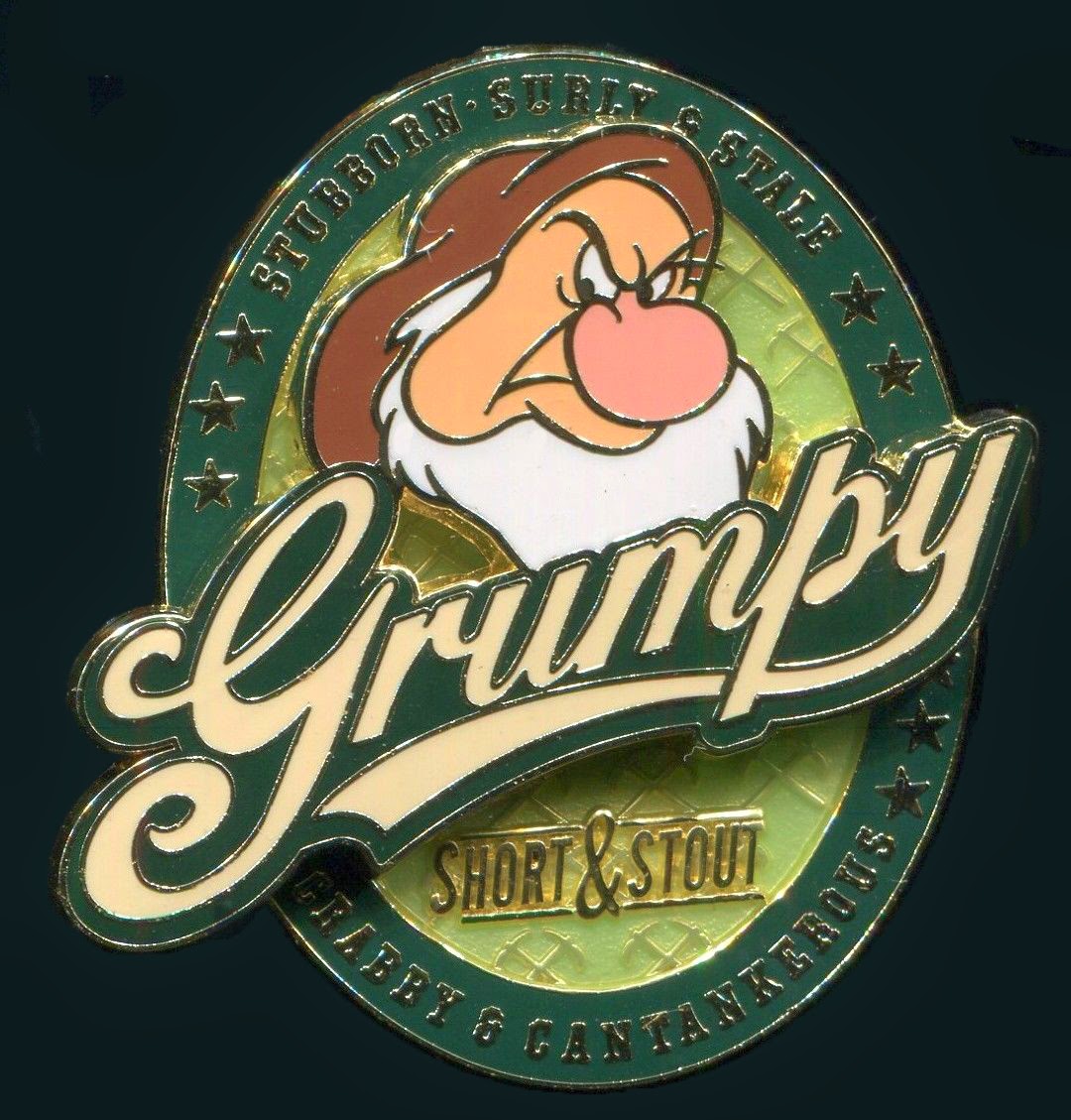 Filmic Light - Snow White Archive: Grumpy "Beer Label" Pins