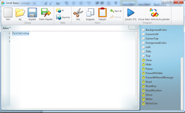 Small Basic - Textwindow Özellikleri ~ TÜRKÇE SMALL BASIC DERSLERİ