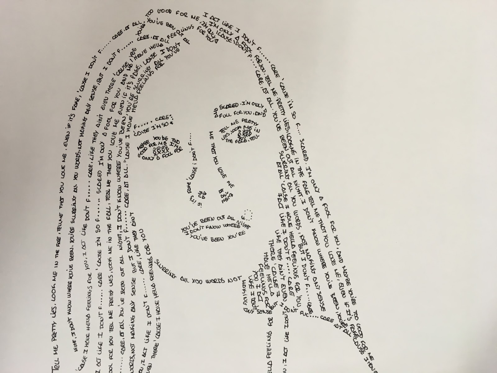 TREBALLS ARTÍSTICS: CALLIGRAM SELF-PORTRAIT