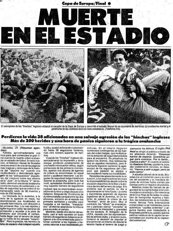Tirando de hemeroteca: La tragedia de Heysel