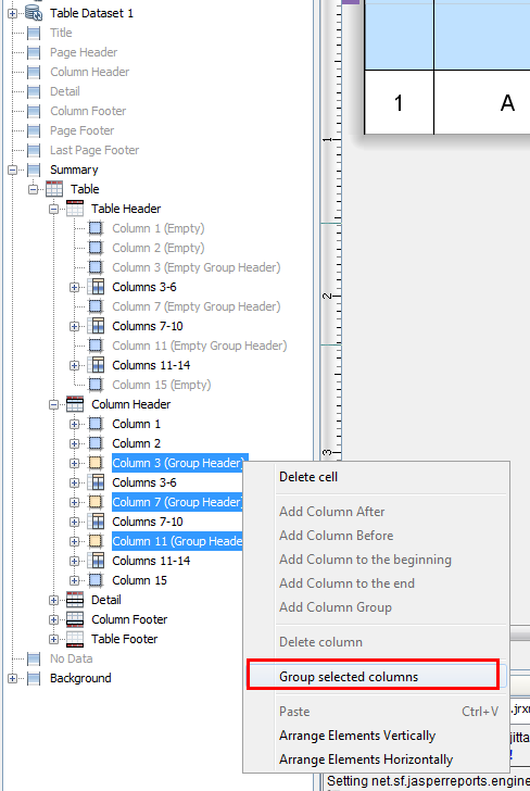 nascent: group table column jasper report