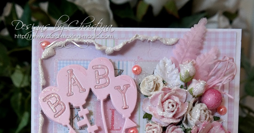 Flowers, Ribbons and Pearls: Baby Card in Pink ...