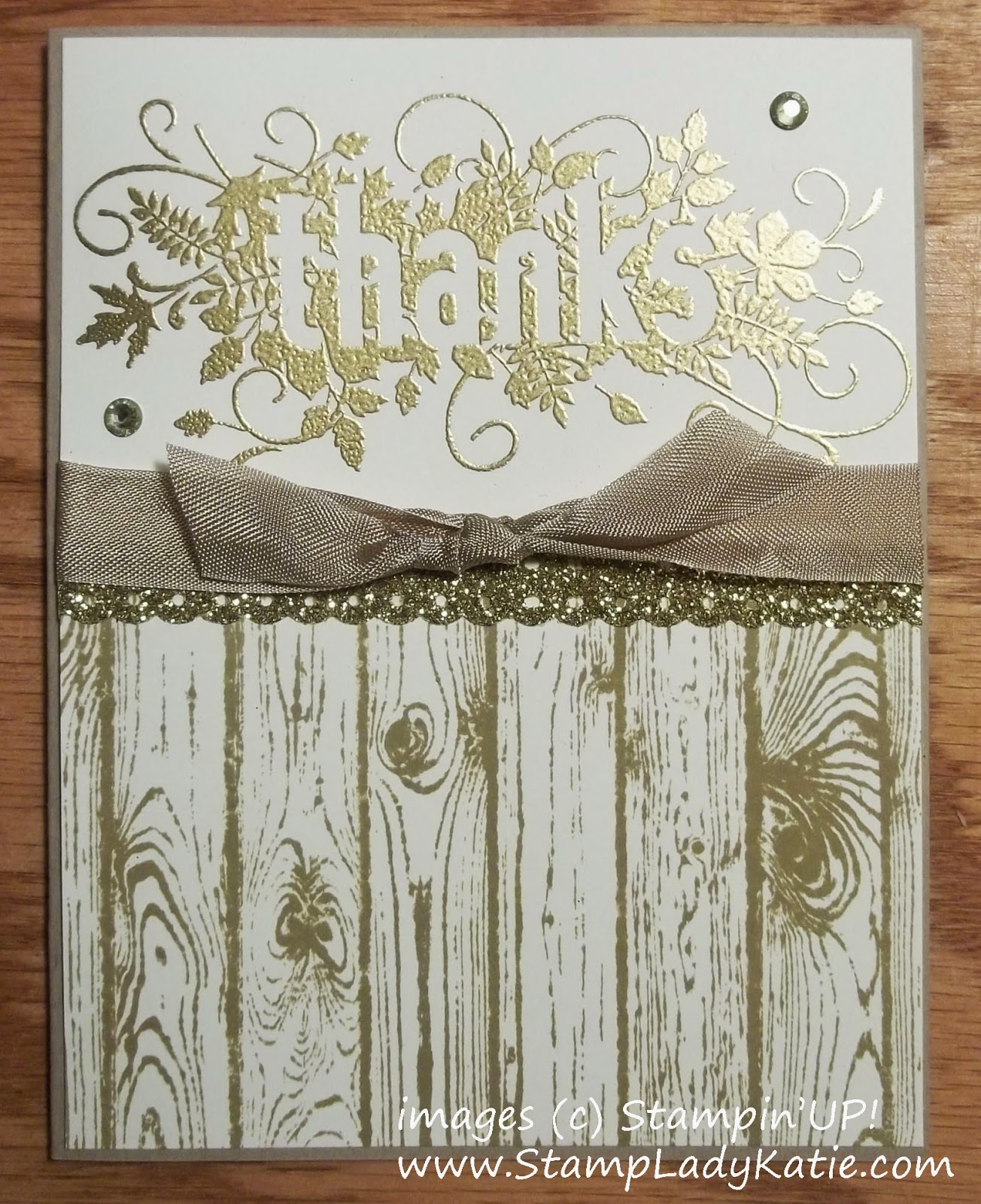 StampLadyKatie.com: Gold Embossed Thank-you