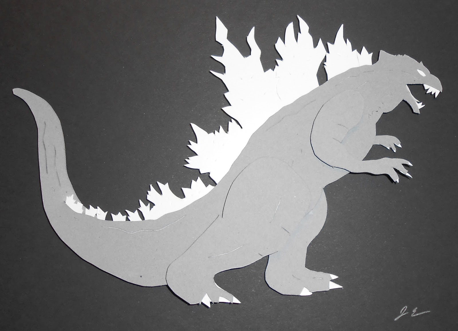 Jeff Ellison Art: Godzilla 3-D paper diorama