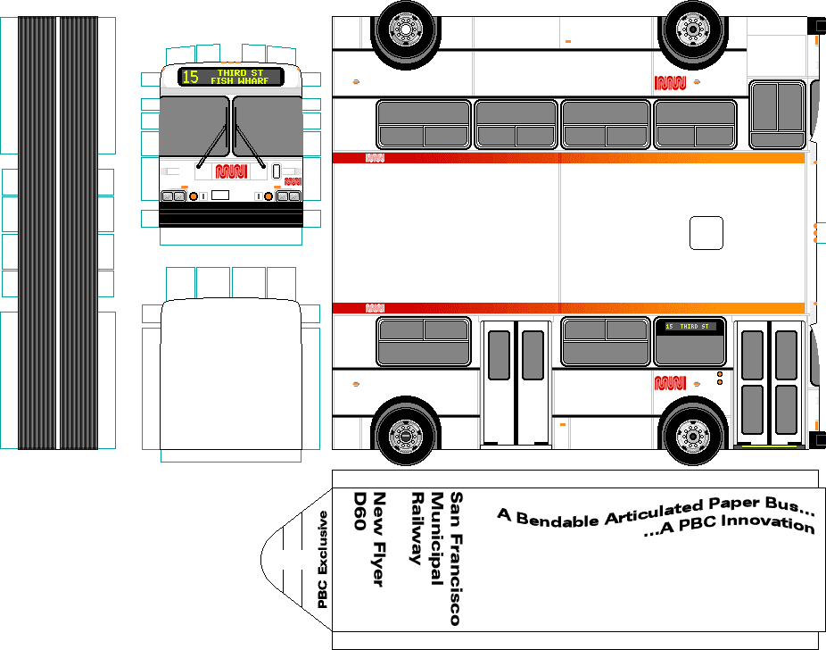SP. Papel Modelismo: PaperBus New Flyer D60 - San Francisco Muni