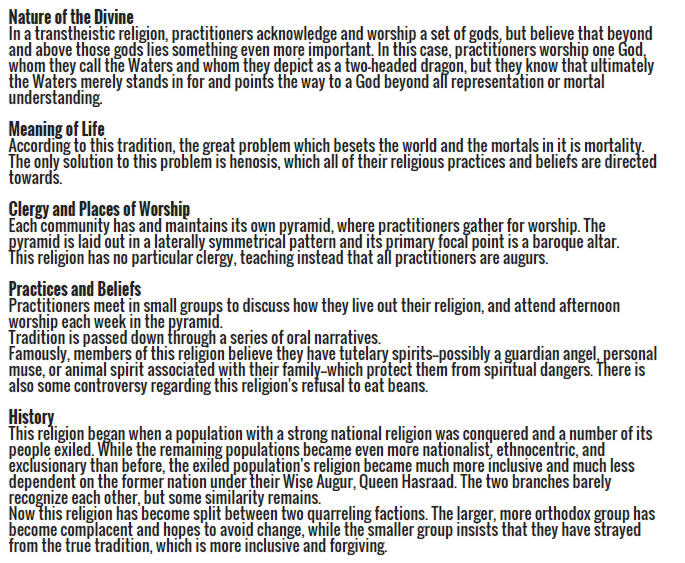 The Thinking Grounds: Random Religion Generator