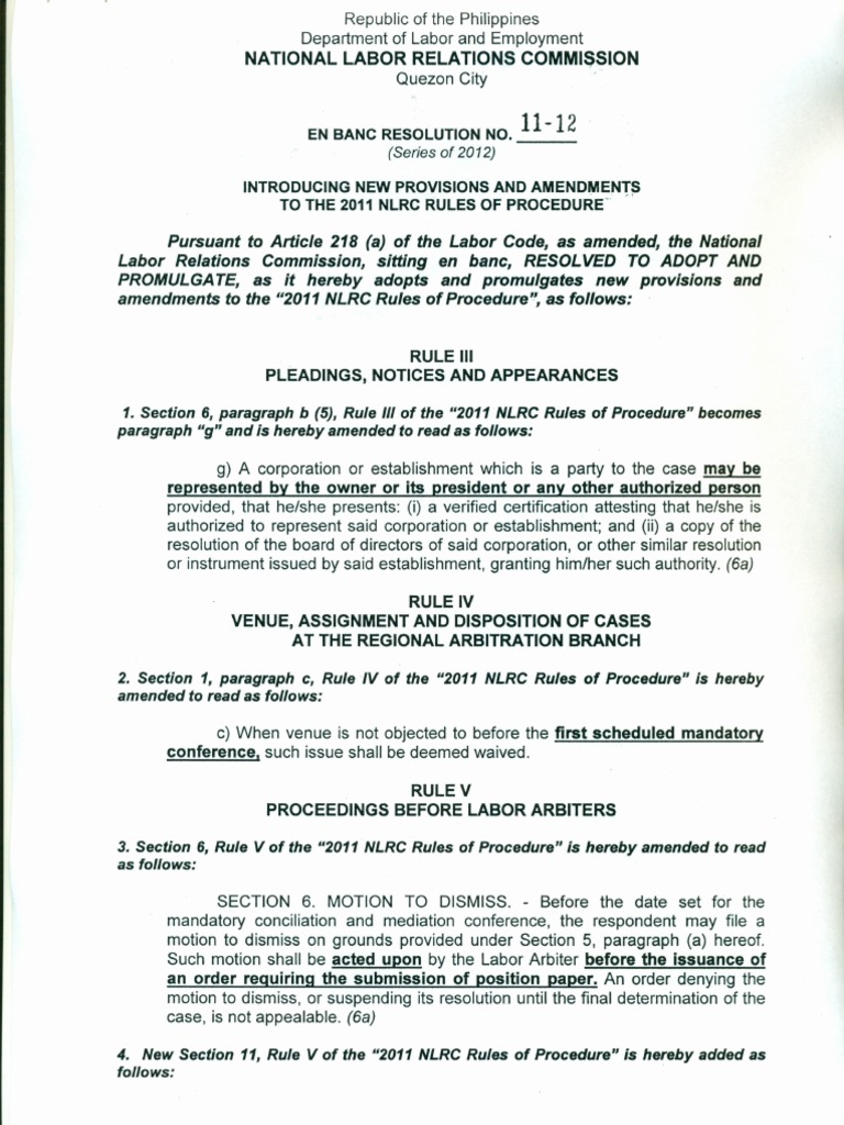 nlrc rules of procedure - philippin news collections