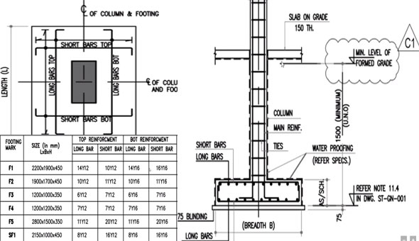 FOOTING CALCULATIONS WITH DRAWING IN EXCEL