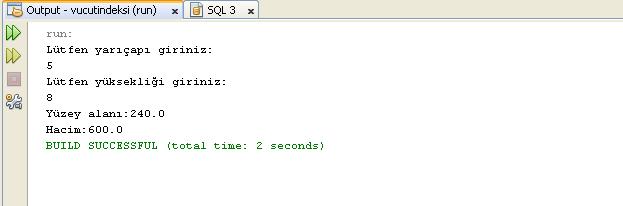 Java Ders ve Örnekleri: Java Dik Silindirin hacmi ve yüzey alanı
