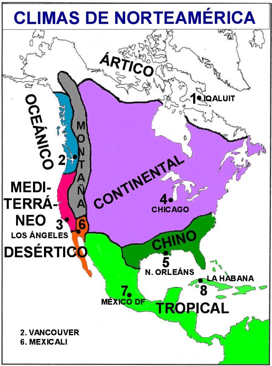 HISTOGEOMAPAS: CLIMAS DE AMÉRICA DEL NORTE
