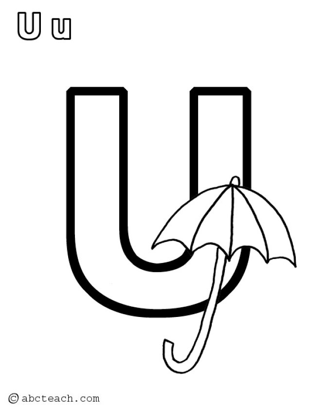 Coloring & Activity Pages: "Uu" Umbrella Coloring Page