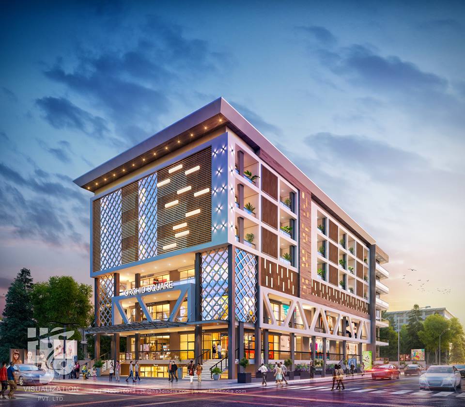 3D RENDERINGS OF MULTI-USE COMMERCIAL BUILDINGS