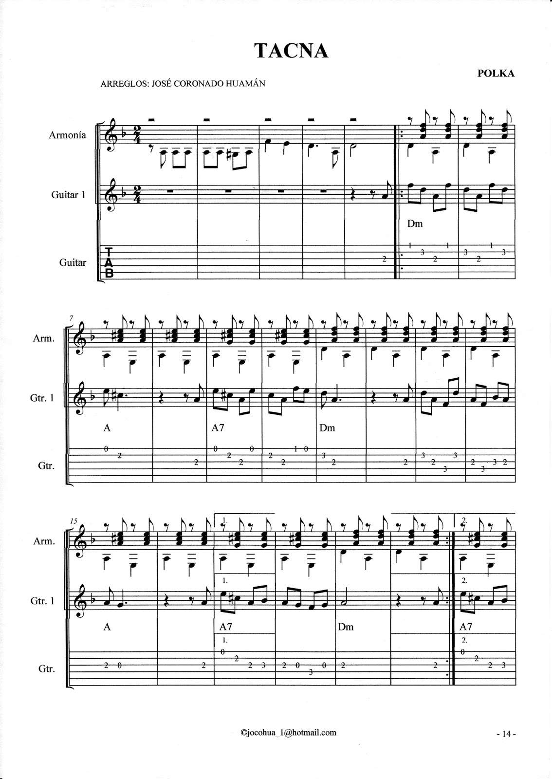 MÚSICA Y PARTITURAS JOSECOR: TACNA