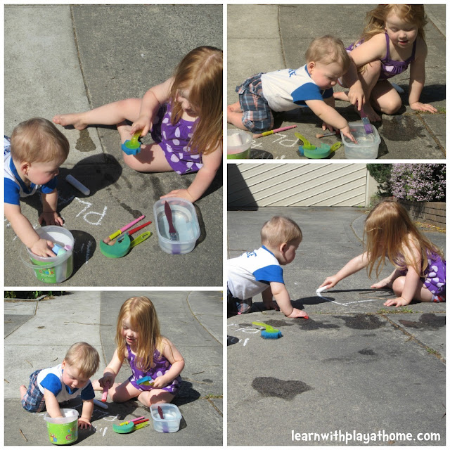 Learn with Play at Home: Learning Outside with Chalk & Water