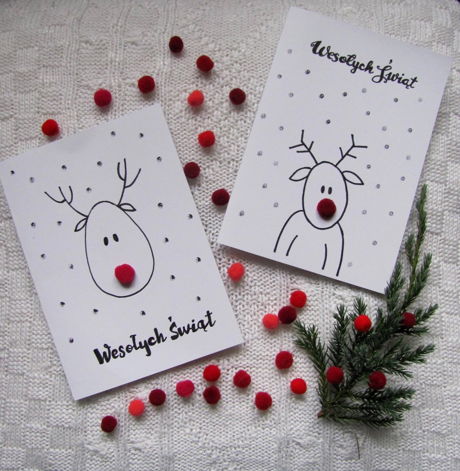 Komoda Pomysłów: Świąteczne kartki DIY - renifery