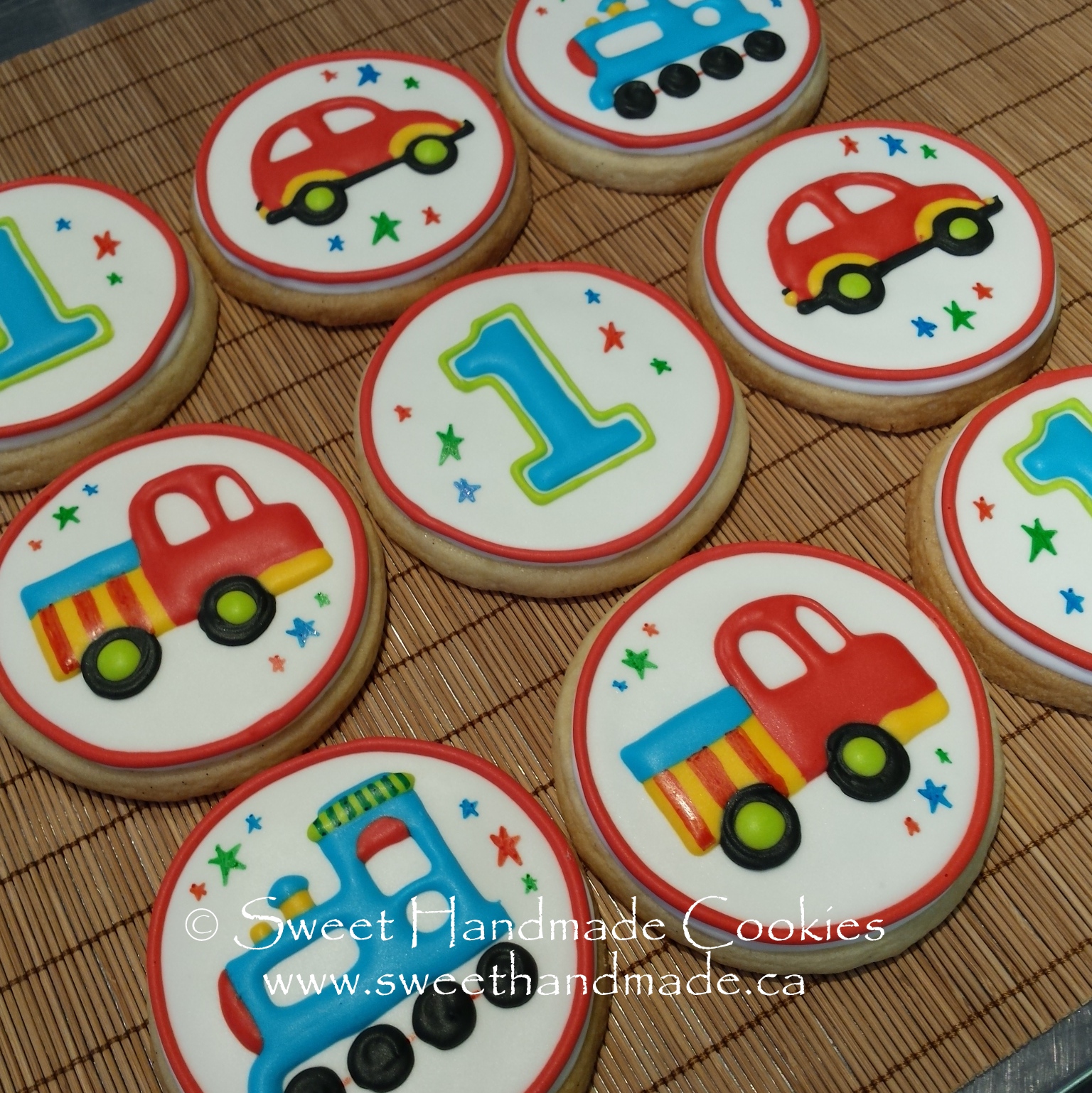 Sweet Handmade Cookies: 1st Birthday Transportation Cookies