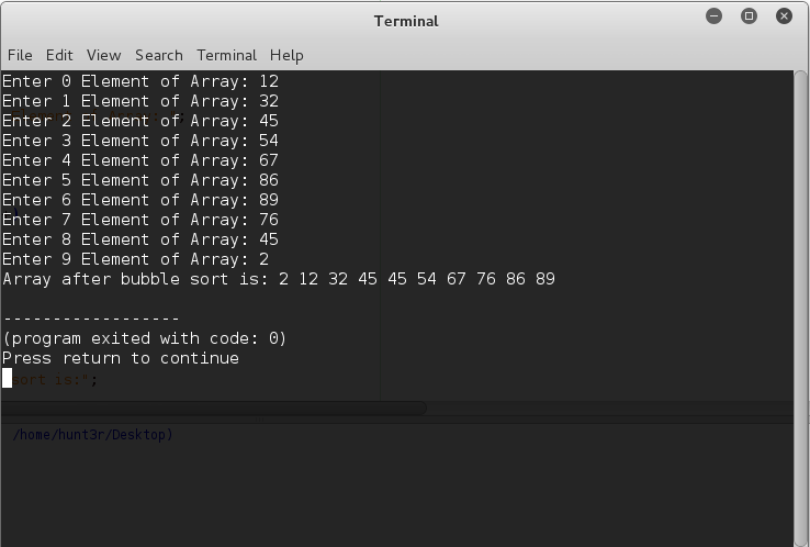 C++ Programming Tutorials : C++ Program of Sorting Elements of Array