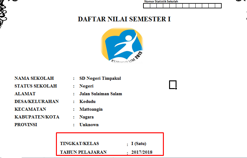 Format Daftar Nilai Kurikulum 2013 Revisi 2017 Sd Semua Kelas 1-6 ...