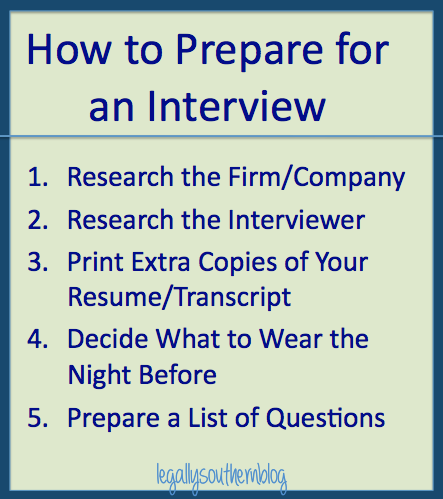 Legally Southern: Interview Tips: How to Prepare for an Interview