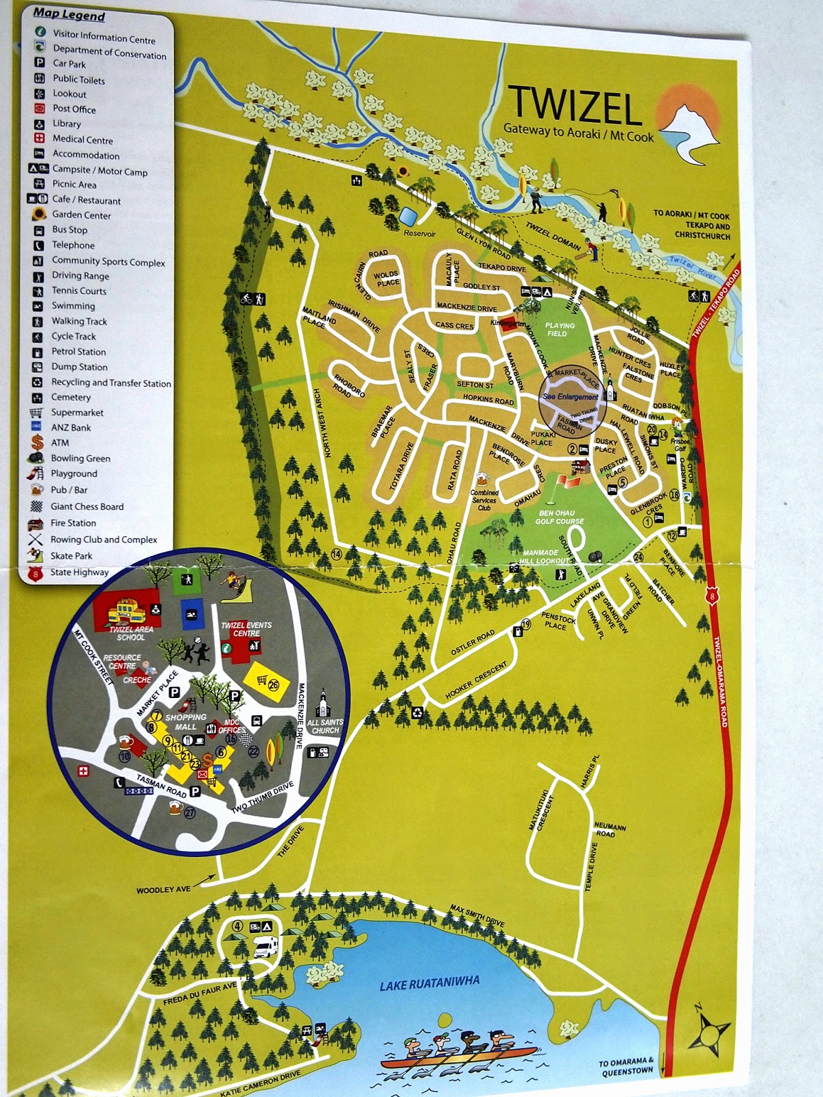 烏鴉誰理她: 南島大城市地圖- 基督城/皇后鎮/蒂阿瑙/蒂卡波/Twizel/奧瑪魯/瓦納卡/阿卡羅阿