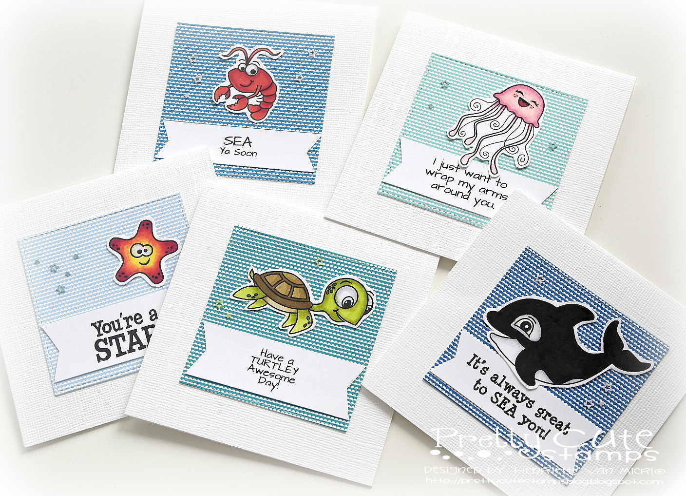 Pretty Cute Stamps Blog: Sea Ya Soon note cards
