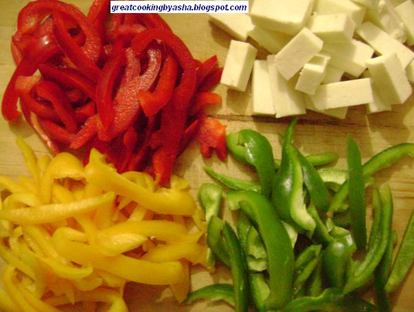 Great Indian Cooking By Asha: Mushrooms Capsicum Curry