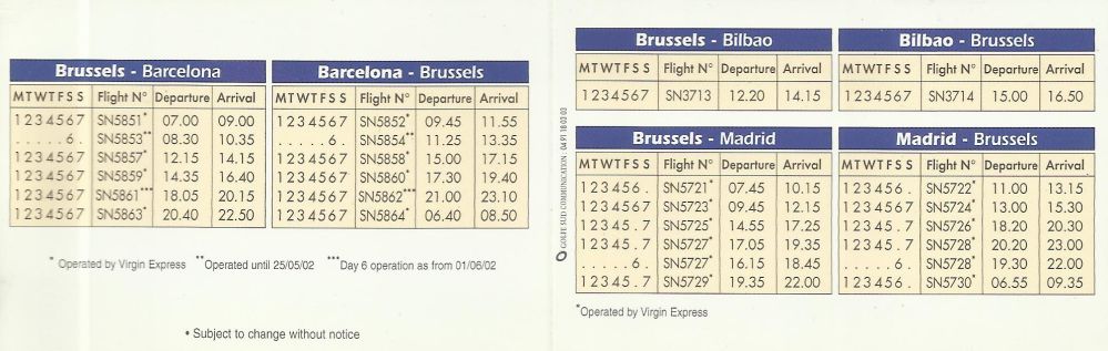 Airline memorabilia: SN Brussels Airlines (2002), España