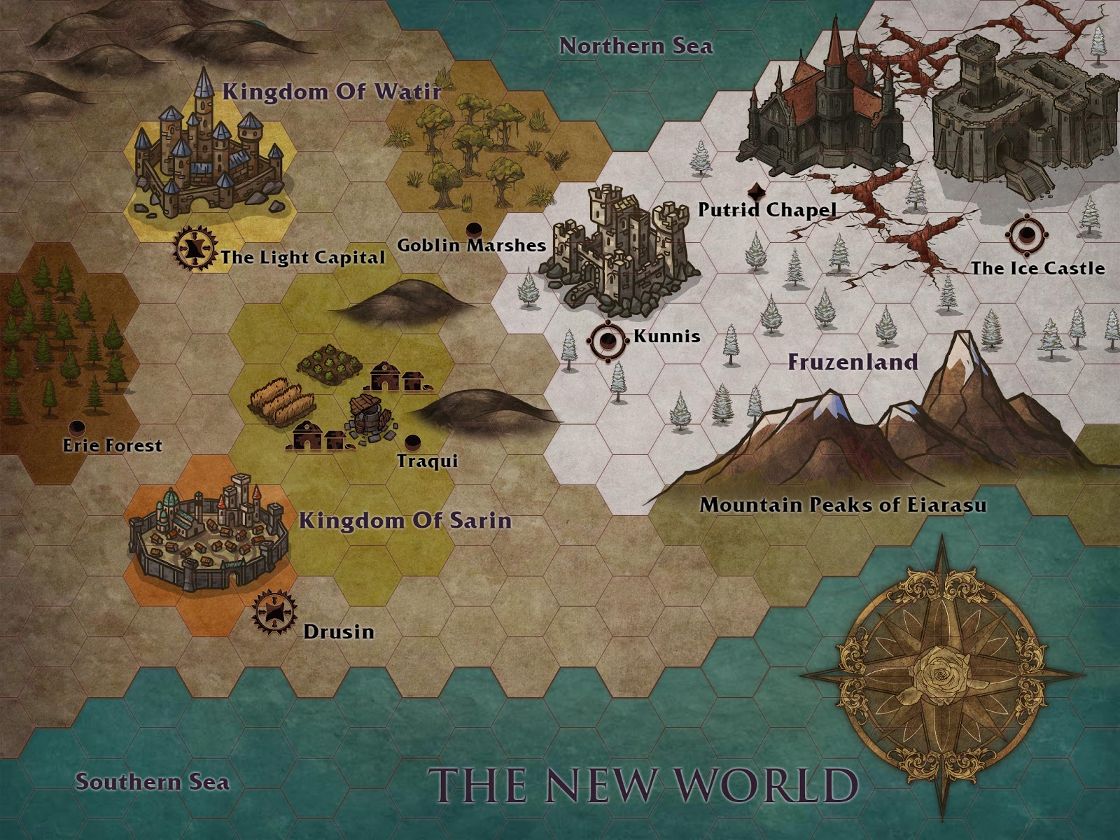 THE NEW WORLD (MAP N.2. OF "A PRAYER FOR THE NECROMANCER") - re-post of ...