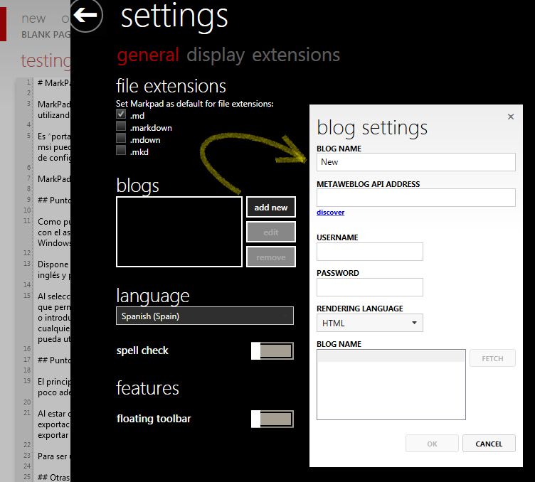 Probando MarkPad, un editor de markdown con estilo Modern UI