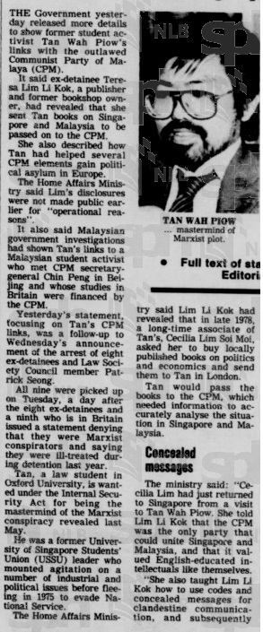 Unravelling 1987: Tan Wah Piow in the UK: Exiled
