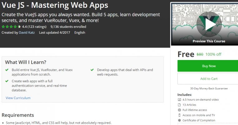 [100% Off] Vue JS - Mastering Web Apps | Worth 80$ - OnlineCouponsCourse